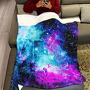 YISUMEI Nebula Galaxy Throw Blanket Fantasy Purple Blue Starry Sky Space Fleece Blanket Soft Warm Cozy for Sofa Couch Bed 50"x60"