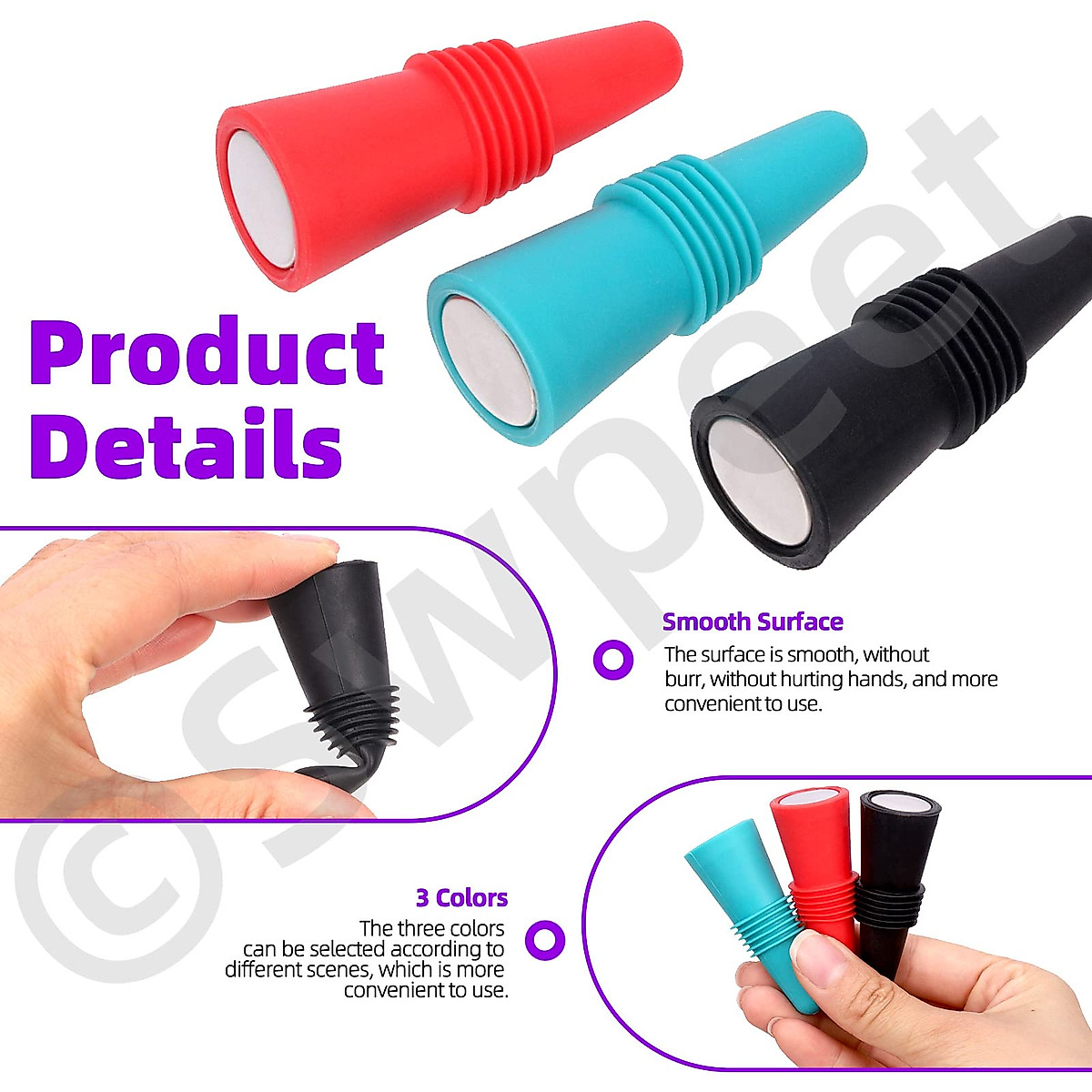 Swpeet 13Pcs 3 Styles Silicone Wine Stoppers Assortment Kit, Airtight seal on Wine Bottles Reusable Beer Bottle Stopper Beer Glass Bottle Sealer Stoppers Beer Champagne Wine Storage Keep Fresh Tools