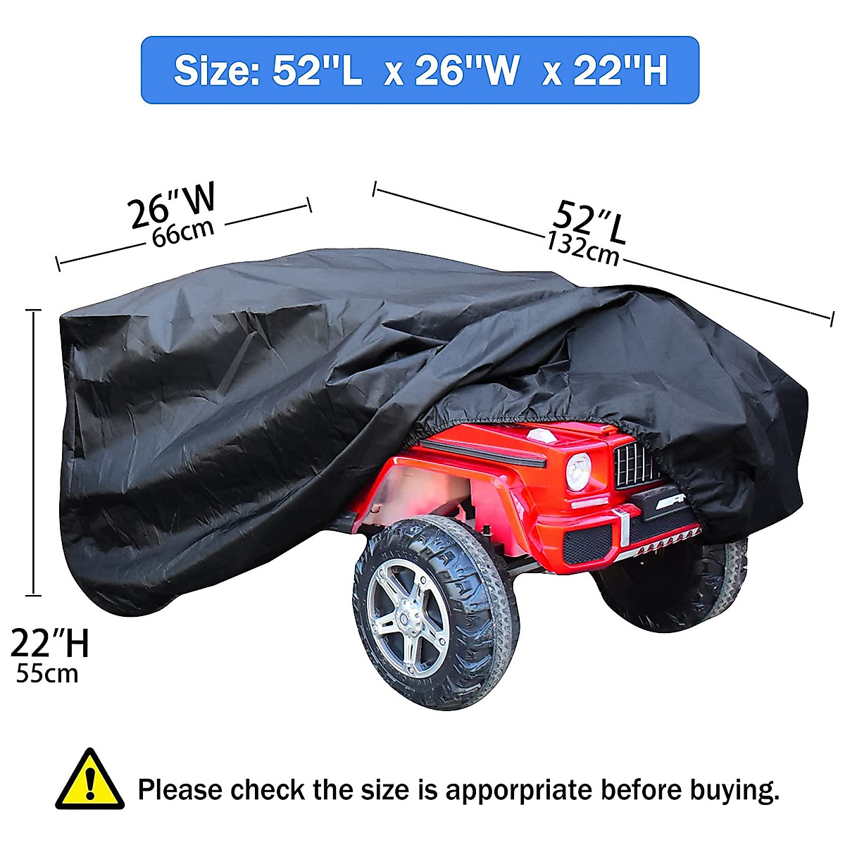 TOHONFOO Kids Ride-On Toy Car Cover, 62 x 40 x 29inch Outdoor Water Resistant Protection Cover Power Wheels Cover Waterproof for Children Wheels Toy Electric Car