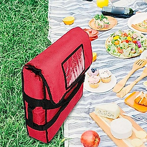 Fenteer Pizza Develivey Bag Pizza Box Develivery Bags Reusable Pizza Warmer Bags Delivery Insulation Bag for Camping Outdoor Professional Restaurant, Red 50x50x16cm