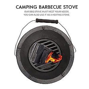 Angoily Cast Iron Charcoal Grill Japanese Tabletop BBQ Grill Mini Portable Hibachi Grill Indoor Grill Stove Camping Barbecue Tool BBQ Charcoal Stove 20cm