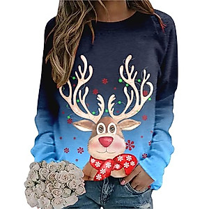 Christmas Shirt Western Womens Shirts Party Tops Blouse top 2023 Fashion Clothes Tunic Sweatshirt Silk Casual Trendy Football Sweatshirts for Women Jackets for Women Snowflake Reindeer