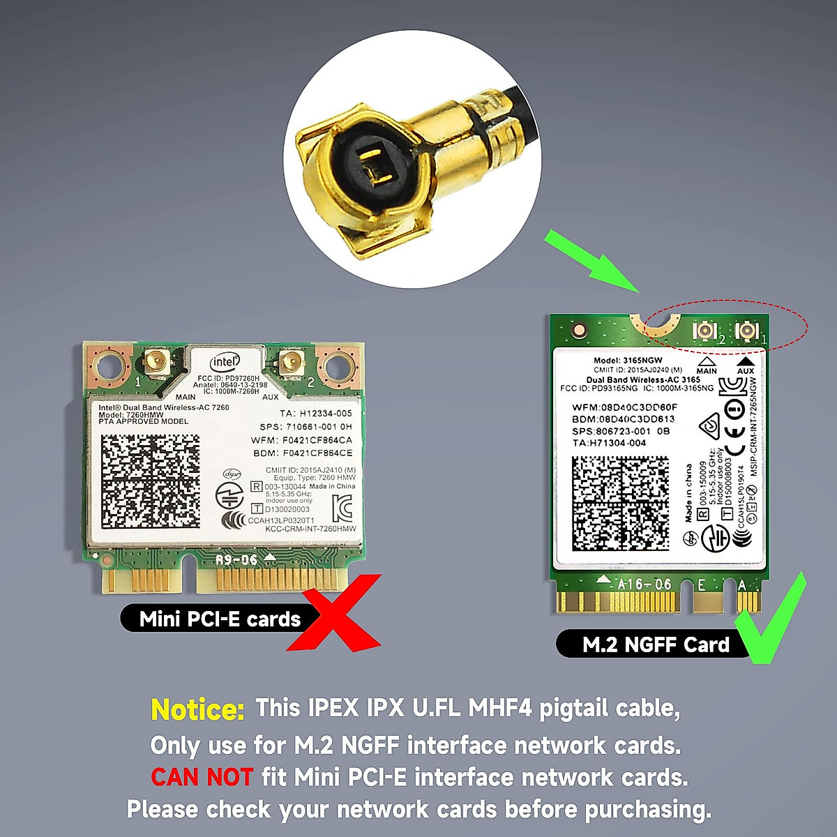 Bingfu Dual Band WiFi 2.4GHz 5GHz 5.8GHz 8dBi RP-SMA Male Antenna & 20cm 8 inch U.FL IPX IPEX MHF4 to RP-SMA Female Extension Cable 2-Pack for M.2 NGFF Intel Wireless Network Card WiFi Adapter Laptop