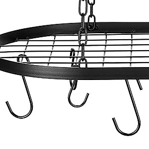20 Inch Pots and Pans Organizer Hanging Pot Rack Pot and Pan Organizer with 20 S Hooks for Home, Restaurant, Kitchen Cookware, Utensils, Books, Household (Black)