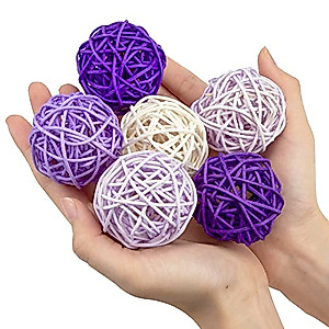 DomeStar Decorative Balls Centerpiece Bowls, 32PCS Purple Rattan Balls Very Peri Wicker Balls 2 Inch Natural Decorative Orbs Vase Fillers