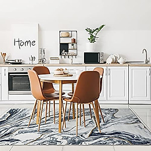 LUXE WEAVERS Francesca Collection 2180 Blue 5x7 Marble Abstract Area Rug