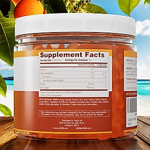 Sugar-Free Marine Collagen Gummies (90 Collagen Chews) Potent 500mg Collagen Gummy for Hair Growth, Healthier Skin & Nails, Pore Reducer & Elasticity Hydrolyzed, Gluten Free, Non-GMO, Orange Flavor