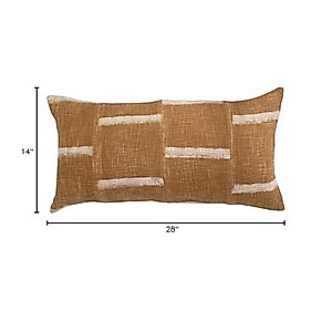 Creative Co-Op Cotton Printed Pieced Lumbar Pillow, 28" L x 14" W x 2" H, Multicolor