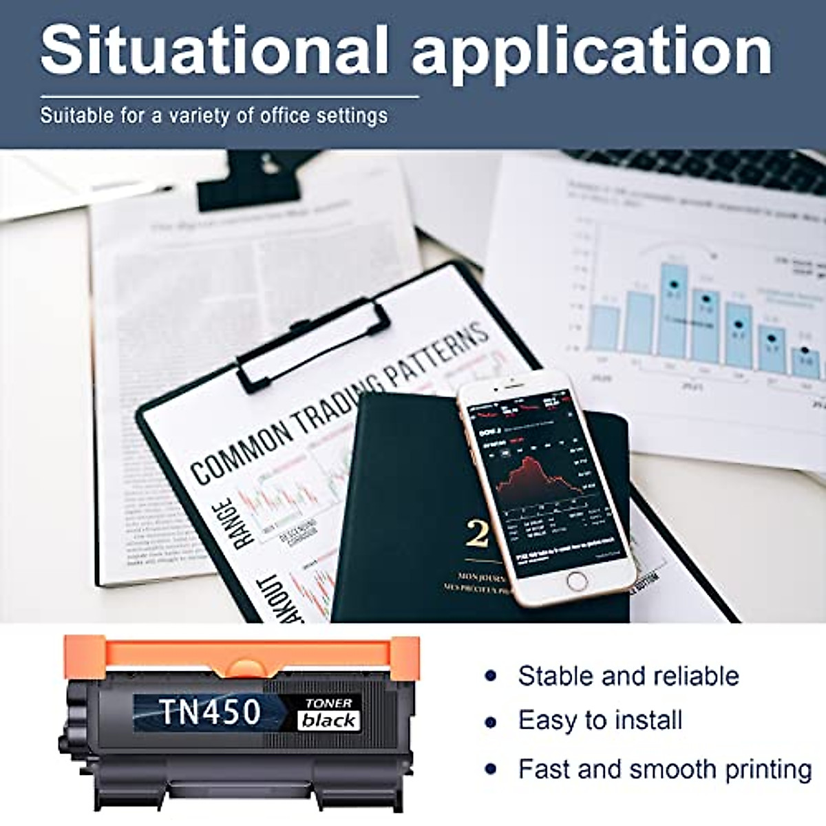 TN450 Black High Yield Toner Cartridge Replacement for Brother MFC-7240 MFC-7860DW Printer,TN4501PK