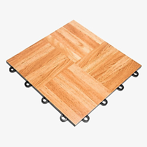 IncStores 3/8" Thick Snap Together Dance Flooring Tiles | 12”x12” Printed Vinyl Dance Floor Tiles for Practice & Performance | Oak | 9 Tile Pack
