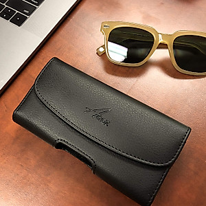 AGOZ Leather Case for Sony Xperia PRO-I, Xperia 1 III, Xperia PRO, Xperia 1 II, Xperia 10 Plus, Xperia XA2 Ultra, Xperia XA1 Ultra, Xperia C5 Ultra, Xperia T2 Ultra, Pouch Holster w/Belt Clip Loops