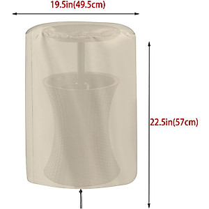 Fenghome Round Patio Cool Bar Table Cover, 600D Waterproof Fade Resistant Fabric with Drawstrings for Small Coffee Cocktail Outdoor Furniture Side Tables, Diameter 20.5 x Height 23 Inches (Beige)