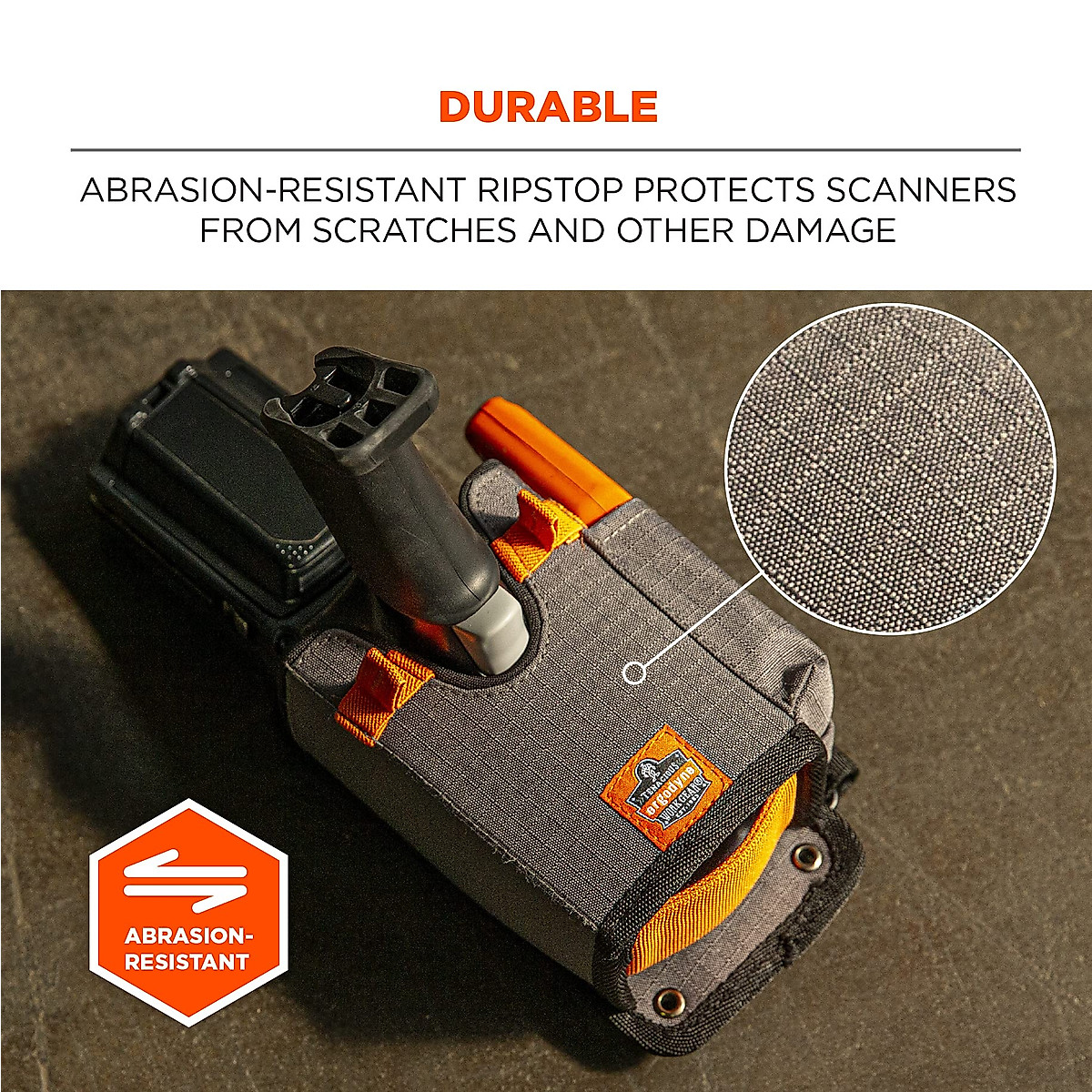 Ergodyne Squids 5543 Barcode Scanner Holder Equipment Mount for Gun Grip Mobile Computers, Handheld Bar Code Scanners, Fastener Straps to Attach to Forklift Gray Large