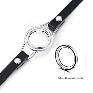 Mesinya Custom Jewelry Floating Memory Charm Glass Locket Bracelet Bangle (Black Leather 1 inch Locket 5.5-7 inches Wrist)