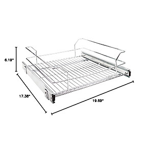 Hardware Resources MBPO21-R Assembled Single Sliding Pullout Steel Metal Wire Basket Organizer for Kitchen Cabinets Polished Chrome (18" for 21" Cabinet)