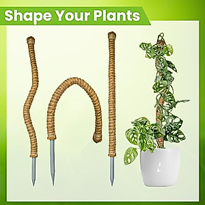 MGMH Coco Coir Moss Pole for Plants, 2 Sticks 25 Inch Bendable Plant Stakes Made of Real Coco Coir, Good for Climbing Plants Monstera and Other Creeper Plants Grow Upwards