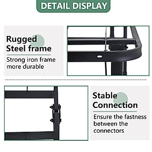 PayLessHere 14 Inch Metal Bed Frame Folding Bed Frame Heavy Duty Steel Slat Platform Bed Frame Mattress Foundation Box Spring Replacement Noise-Free Easy Assembly,Black Short Queen