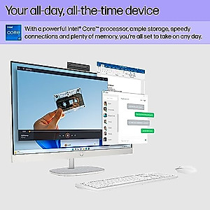 HP 27 inch All-in-One Desktop PC, FHD Display, 13th Generation Intel Core i7-1355U, 12 GB RAM, 512 GB SSD, Intel Iris Xe Graphics, Windows 11 Pro, 27-cr0082 (2023)