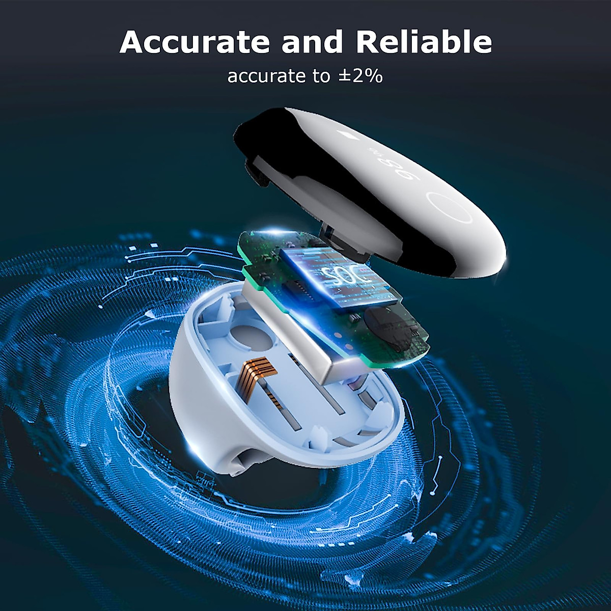 Wellue O2Ring Oxygen Monitor with Vibration Reminder -Bluetooth O2 Pulse Oximeter Rechargeable, Continuous Recording of SpO2 & PR, Blood Oxygen Saturation Tracker with Free APP & PC Reports