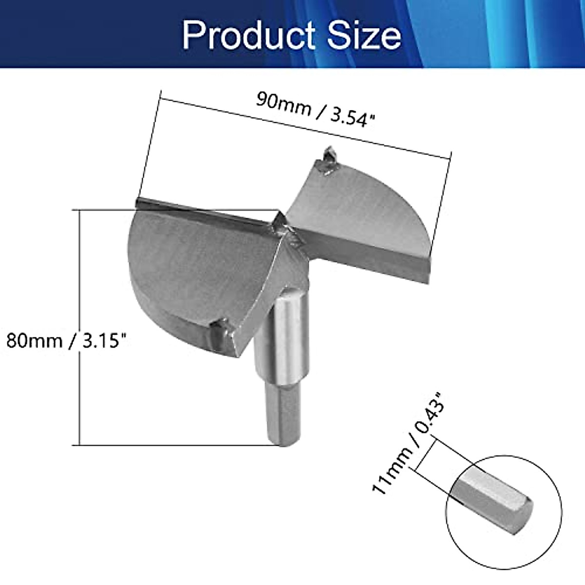 Heyiarbeit Forstner Drill Bits 90mm, Tungsten Carbide Wood Hole Saw Auger Opener, Woodworking Hinge Hole Drilling Boring Bit Cutter Gray 1pcs