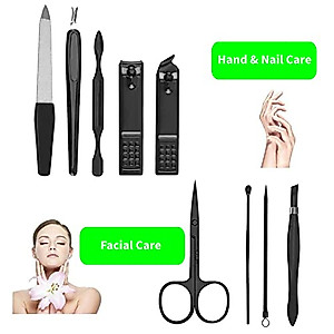 Manicure Set Nail Clippers Kit -9 Pieces Stainless Steel Manicure Kit, Professional Grooming Kits, Nail Care Tools with Luxurious Travel Case