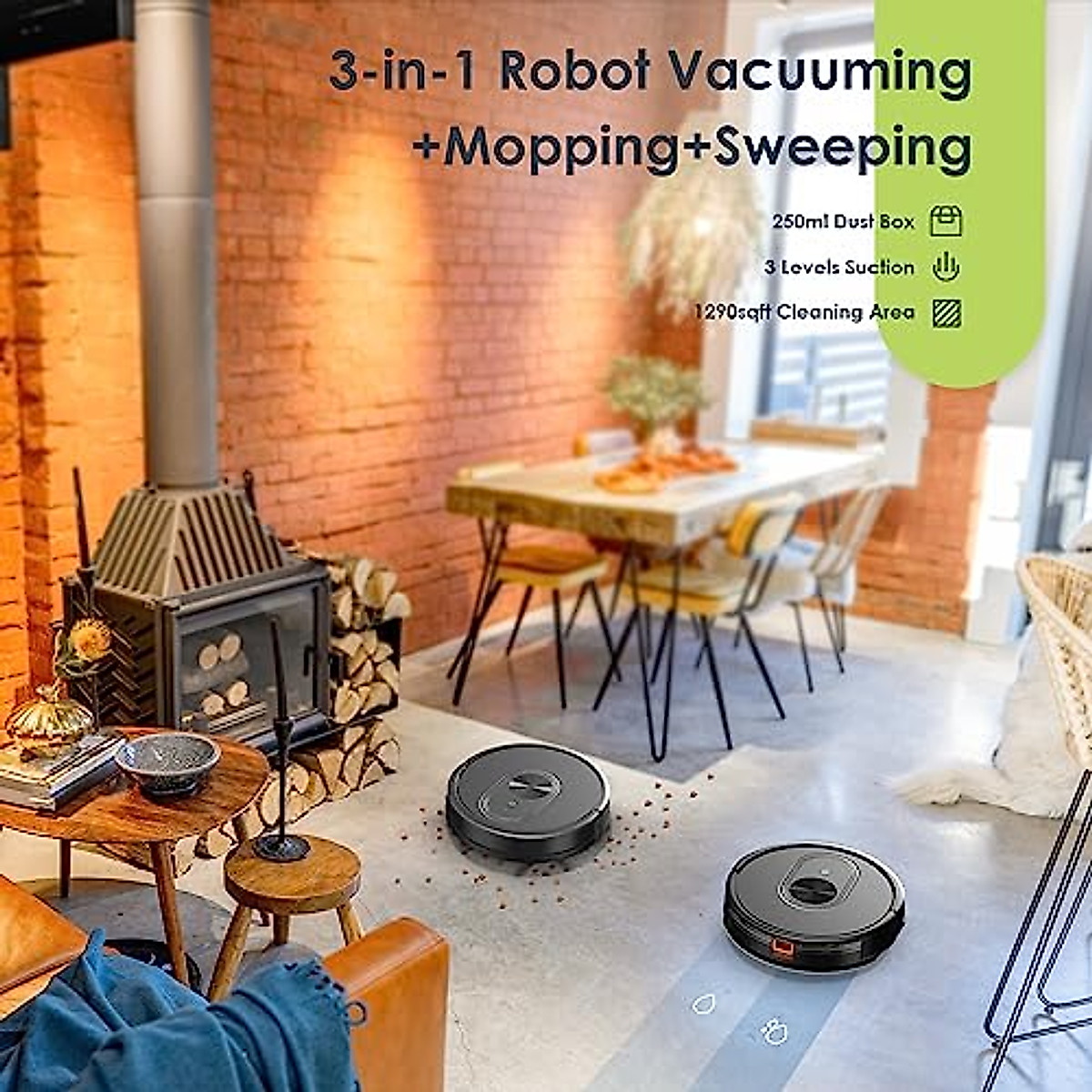 Robot Vacuum and Mop Combo, 3 in 1 Mopping Robotic Vacuum with Schedule, App/Bluetooth/Alexa, 1600Pa Max Suction, Self-Charging Robot Vacuum Cleaner, Slim, Ideal for Hard Floor, Pet Hair, Carpet