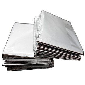 NOVAMEDIC Emergency Foil Mylar Thermal Blankets - Pack of 200, 84"x52", Individually Wrapped, Waterproof Survival Blanket for Camping, Outdoors, First Aid Kit & Travel, Lightweight & Compact, Silver