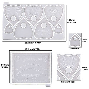 RESINWORLD Ouija Board and Planchette Resin Molds, 2PCS Gothic Epoxy Resin Silicone Molds for Ouija Board Game, Pendant, Resin Crafts