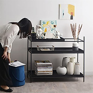 SLNFXC Industrial Style Iron Shelves Long Narrow Bookshelf Living Room Doorway Foyer Floor Storage Low Cabinet