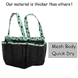 Mesh Shower Caddy Tote for College Dorm Room Essentials, Hanging Large Portable Shower Tote Bag Toiletry Organizer with Key Hook for Bathroom Accessories(nyg)