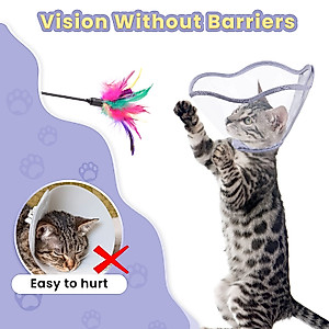 Cat Cone, Cat Cones Alternative to Stop Licking and Scratching, Soft Cone for Cats After Surgery with Drawstrings, Comfortable Pet Cones for Cats to Recovery Wound