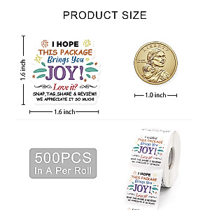 I Hope This Package Bring You Joy Stickers,Thank You Stickers,Small Shop Stickers,Mail Envelopes Stickers Handmade Stickers for Small Business,Handmade Goods,Online Retailers,500 PCS