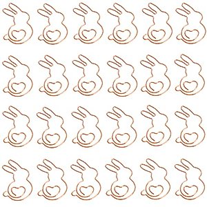 IUAQDP 50 Pieces Rabbit Shape Paper Clip, Cute Metal Bunny Shape Bookmark Clamp, Decorative Animal Shape Page Marker for Document Invitation Card Planner Organization School Office Party, Rose Gold