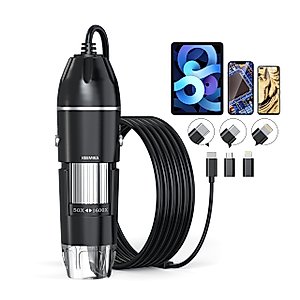 USB Digital Microscope, 50x-1600x Magnification Handheld, 1440P HD 8 LED Lights, Portable Microscope Compatible with iOS and Android Devices, 2MP Portable Microscope Camera for Adults, Kids