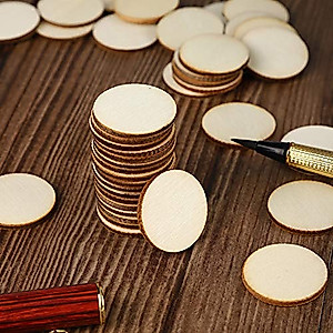 200 Pieces 1 Inch Unfinished Wood Slices Round Disc Circle Wood Pieces Wooden Cutouts Ornaments for Craft and Decoration