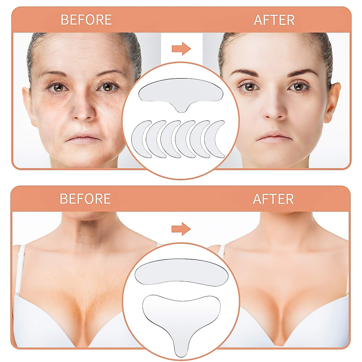 12 Pieces Reusable Silicone Chest Pads Patch Silicone Neck Forehead Cleavage Eye Pad Set for Women Girls