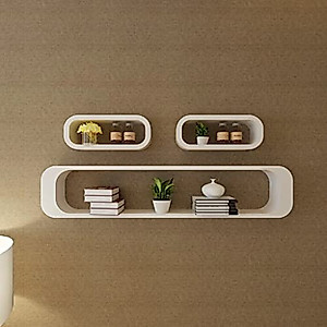 vidaXL 3X Wall-Mounted Cube Floating Shelf Set Matte White Display Store Home