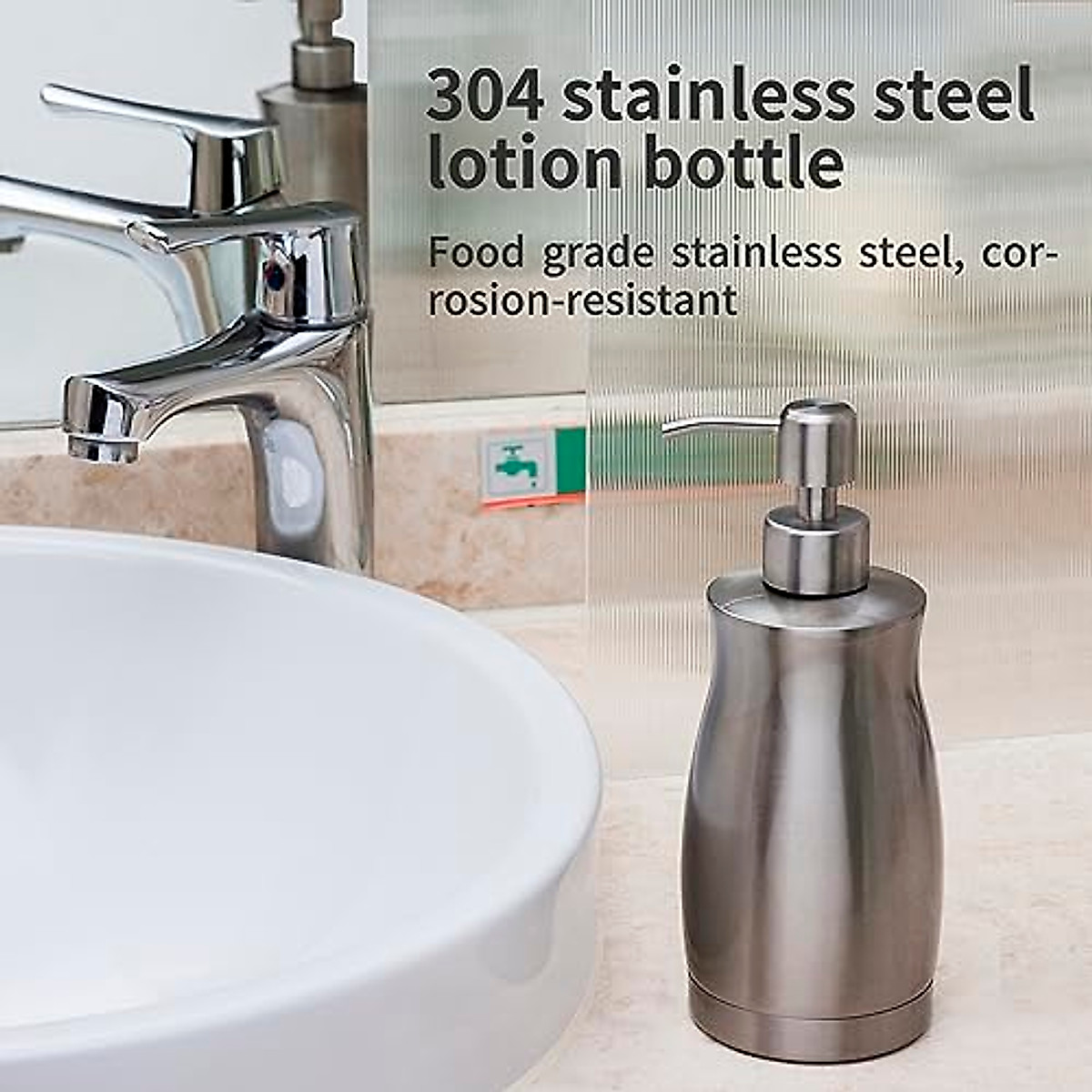 ZEBEYIMA Brushed Stainless Steel Countertop Soap Dispenser Rust and Leak Resistant Hand Soap Pump with Funnel for Kitchen Countertops and Bathroom Dispensers (13.5 oz/400 ml)…