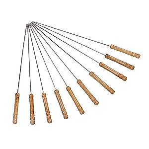 RvSky Garden kit 10pcs Barbecue Skewers Wooden Handle Stainless Steel BBQ Kabob Sticks for Outdoor Barbecue 11.8in