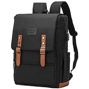 Vintage Backpack Anti Theft Laptop Backpack Men Women Business Travel Computer Backpack School College Bookbag Stylish Water Resistant Vintage Backpack with USB Port Fits 15.6 Inch Laptop Black