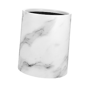 STOBAZA Marble Pattern Trash Can 8L Plastic Wastebasket Large Garbage Bin Decorative Rubbish Can Wastepaper Container Bin for Bedroom Home Office White