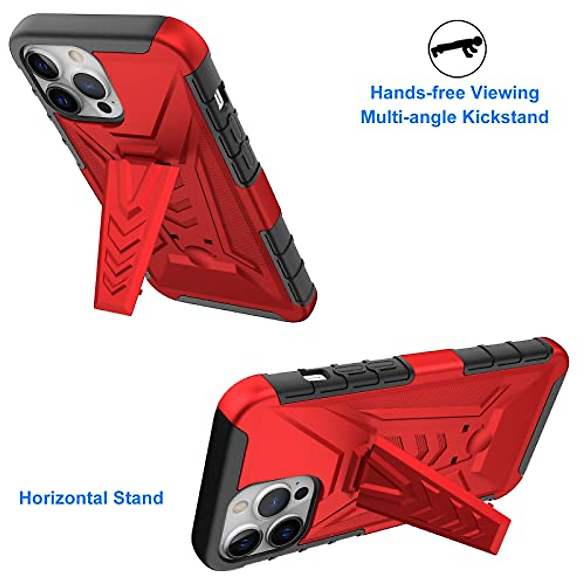 Ailiber Compatible with iPhone 14 Pro Phone Case, iPhone 14Pro Case with Screen Protector, Swivel Belt Clip Holster with Kickstand, Heavy Duty Full Body Shockproof Cover for iPhone 14 Pro 6.1"-Red