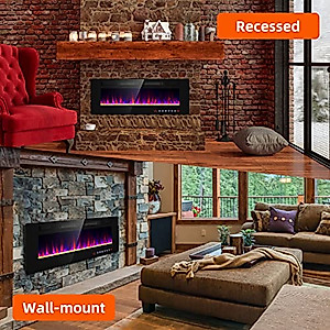 Zionheat 50 inches Electric Fireplace-Wall Fireplace for Living Room-Fireplace Heater Insert Wall Mounted with Remote Control,Timer,12 Flame Colors,750/150W,Ultra Thin