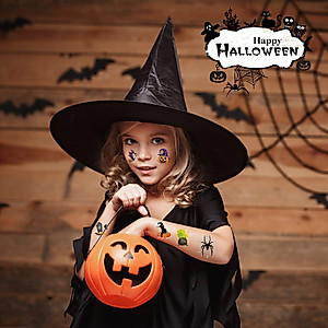 240 PCS Halloween Temporary Tattoos for Kids, Safety Waterproof Bulk Tattoos Stickers, Halloween Prizes Assorted Gifts, Best Choice for Halloween Party Favors, 60 Different Designs Pumpkin Witch Skull
