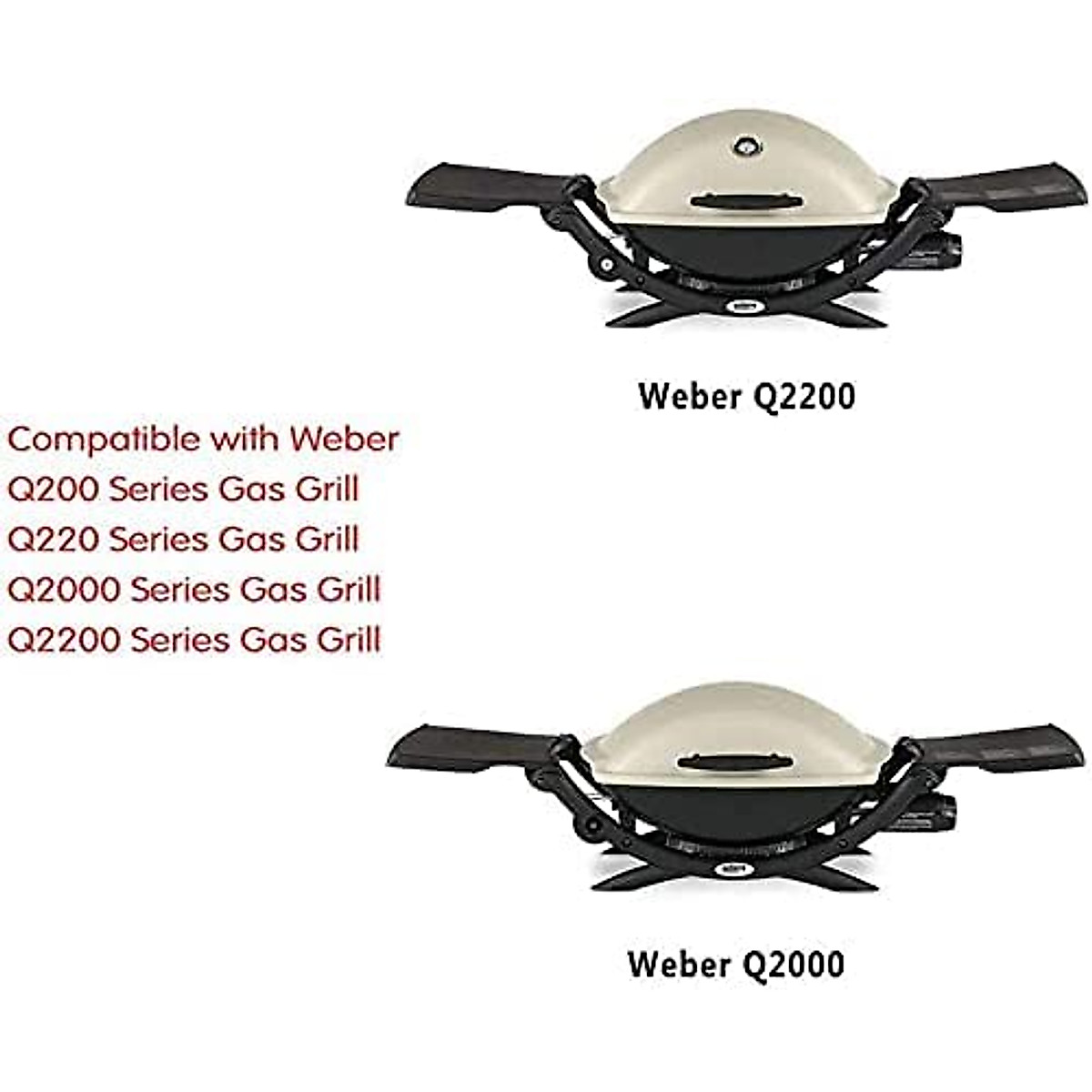 QuliMetal 7645 Grates, 41862 Grill Burner and 7112 Grill Cover for Weber Q200, Q220, Q240, Q2000, Q2200, Q2400 Series Gas Grills