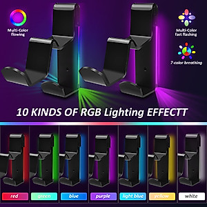 ArtCWK RGB Dual Game Controller & Headphone Holder Charger with 10 Light Modes and 2 USB Charging Port, Wall Mount Stand Charger for Xbox PS5 PS4 PS3 Xbox Switch, for All Universal Gamepad & Headsets