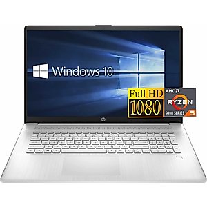 HP Newest 17.3" FHD Laptop, AMD Ryzen 5 5500U, 6-Core up to 4.0GHz, 32GB RAM, 2TB NVMe SSD, USB-C, Numeric Keypad, Fingerprint, HDMI, Webcam, WiFi, Win 10S or Win 11S, Bundle with JAWFOAL