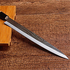 LIUZHANGYU 5Cr15Mov Stainless Steel Yanagi Sushi Sashimi Japanese Knife, 9.5'' (240mm), Wood Handle