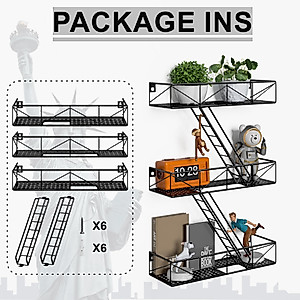 Sumbame Fire Escape Wall Shelf - 3 Tier New York Metal Ladder Shelf, Storage Black Decorative Shelves, Unique Decor Display Shelf for Living Room, Bathroom, Study Room, Funky Home