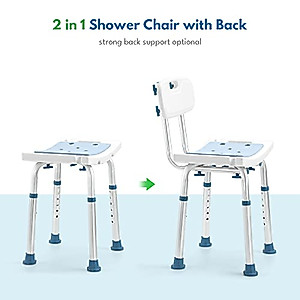 Auitoa 2 in 1 Shower Chair, with Handles and Shower Head Holder, Tool-Free Assembly 350lb Bathtub Chair for Shower with Back Support, Shower Stool for Inside Shower for Elderly, Handicap, Pregnant